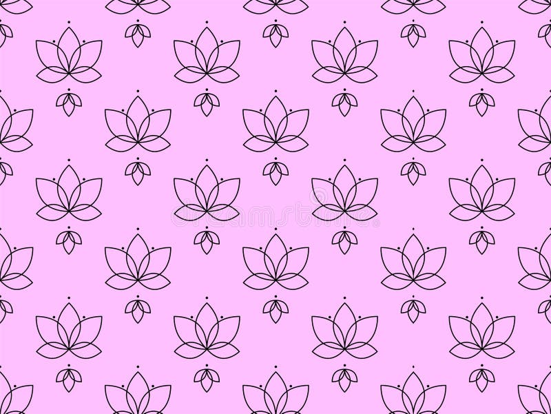 Vector Pattern of Stylized Lotus Line Flowers Stock Illustration ...