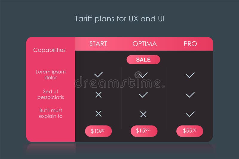 Vector Pattern of Tariff Plans Stock Vector - Illustration of interface ...