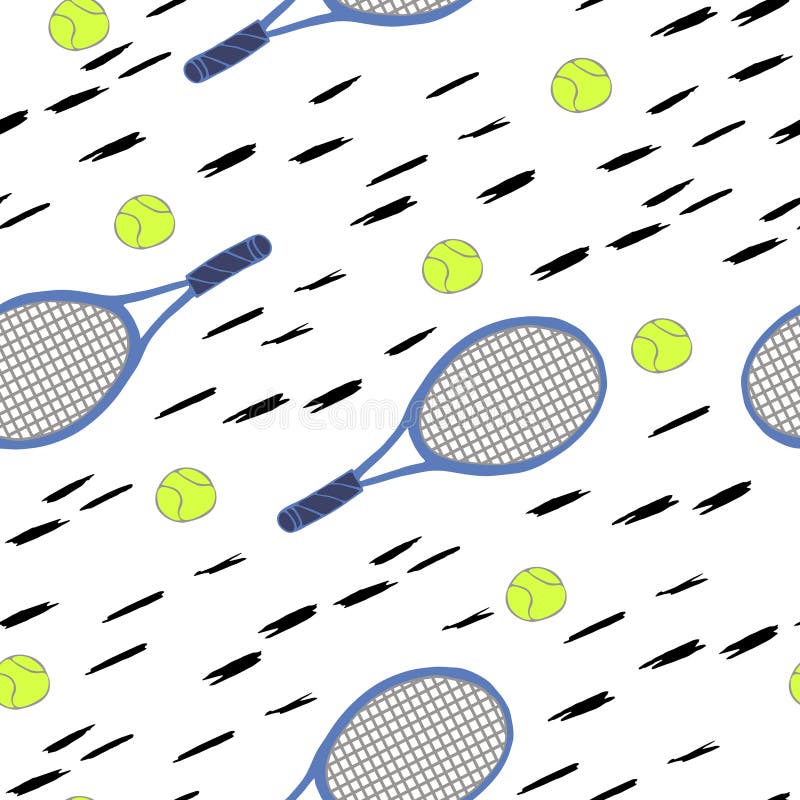 Vector Pattern with Tennis Racket and Ball Stock Illustration ...