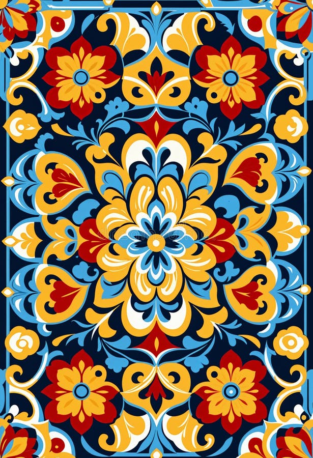 A Vector Pattern of Traditional Talavera Tiles Design with Floral ...
