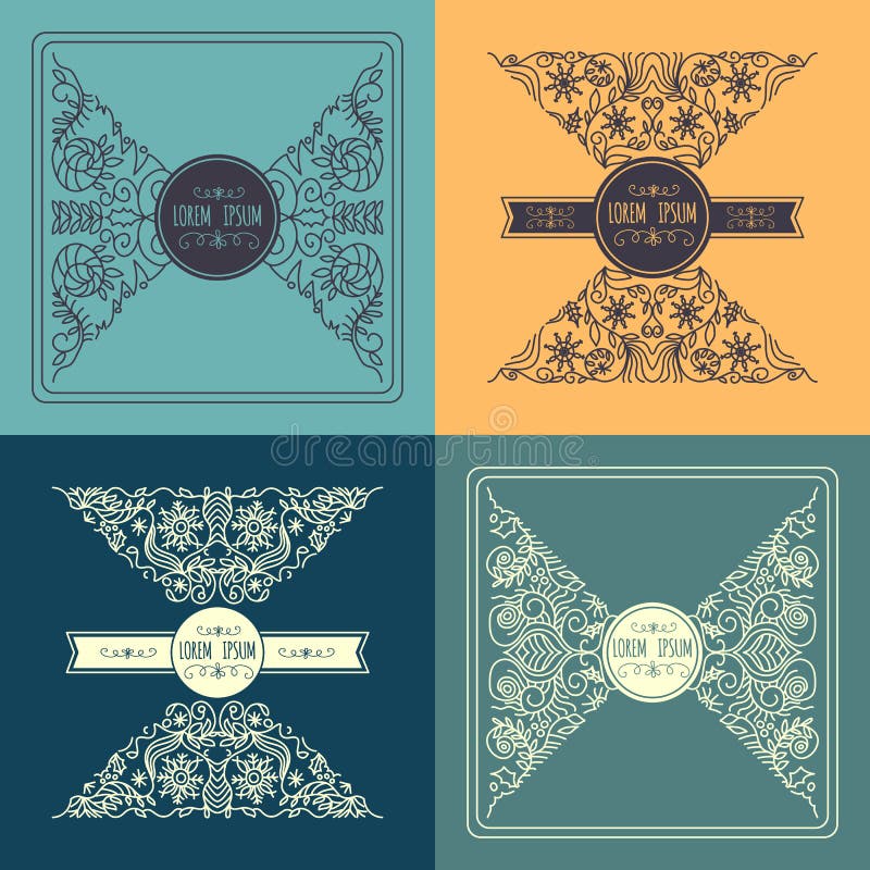 Vector Patterns Set in Trendy Mono Line Style Stock Vector ...