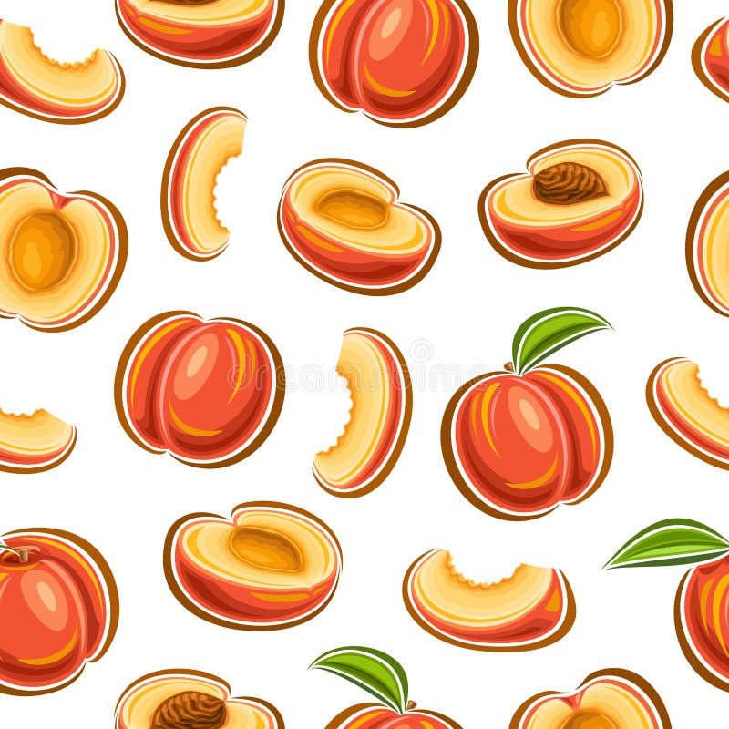 Vector Peach Seamless Pattern Stock Vector - Illustration of ingredient ...