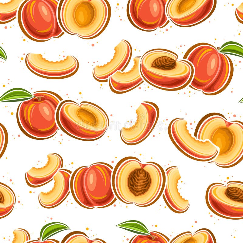 Vector Peach Seamless Pattern Stock Vector - Illustration of piece ...