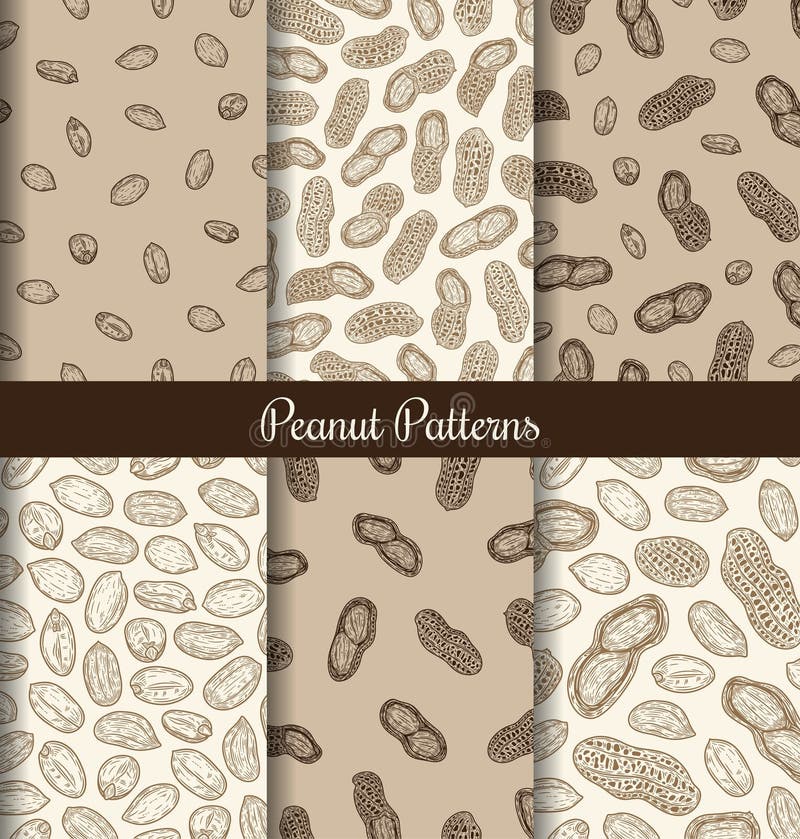 Vector Peanuts Seamless Patterns Stock Vector - Illustration of peanut ...