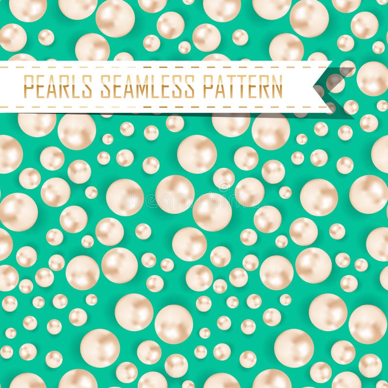 Vector Pearls Seamless Pattern on Color Background Stock Vector ...