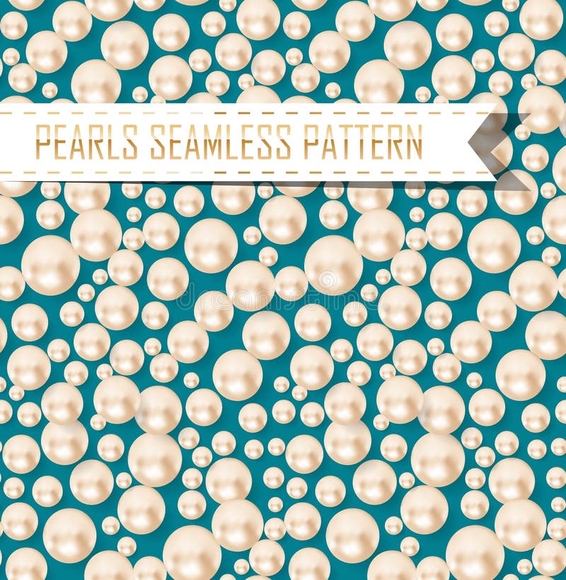 Vector Pearls Seamless Pattern on Color Background Stock Vector ...