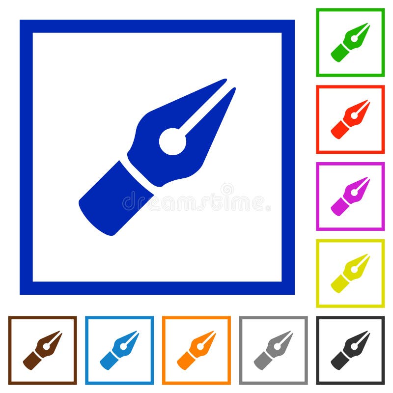Vector Pen Flat Framed Icons Stock Vector - Illustration of frames ...