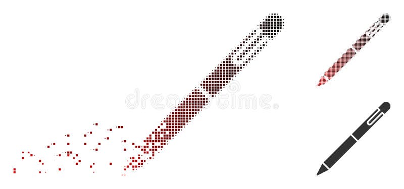 Fragmented Pixel Halftone Pen Icon Stock Vector - Illustration of ...