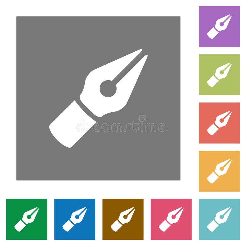 Vector Pen Square Flat Icons Stock Vector - Illustration of curve ...