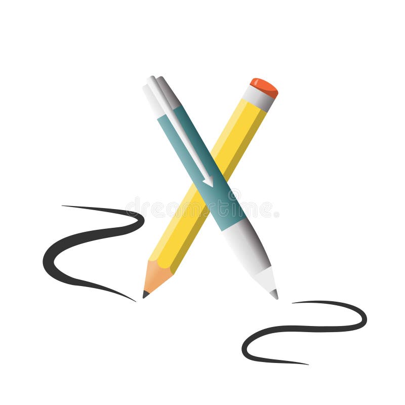 Vector Pencil and Pen Writing Stock Illustration - Illustration of ...