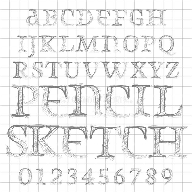 Vector Pencil Sketched Font Stock Vector - Illustration of text, font ...