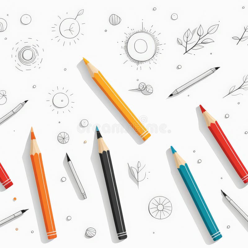 Vector Pencil and Various Supplies. Stock Illustration - Illustration ...
