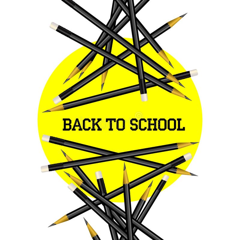 Vector Pencil Yellow Circle Back To School Stock Vector - Illustration ...