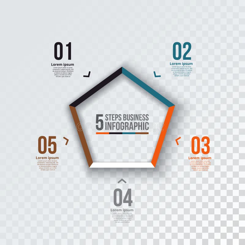 Vector Pentagon Infographic with 5 Options for Presentation Stock ...