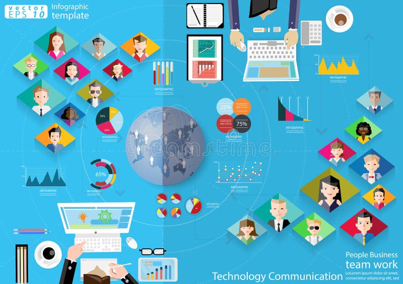 People Business Team Work Technology Communication Across World Modern ...