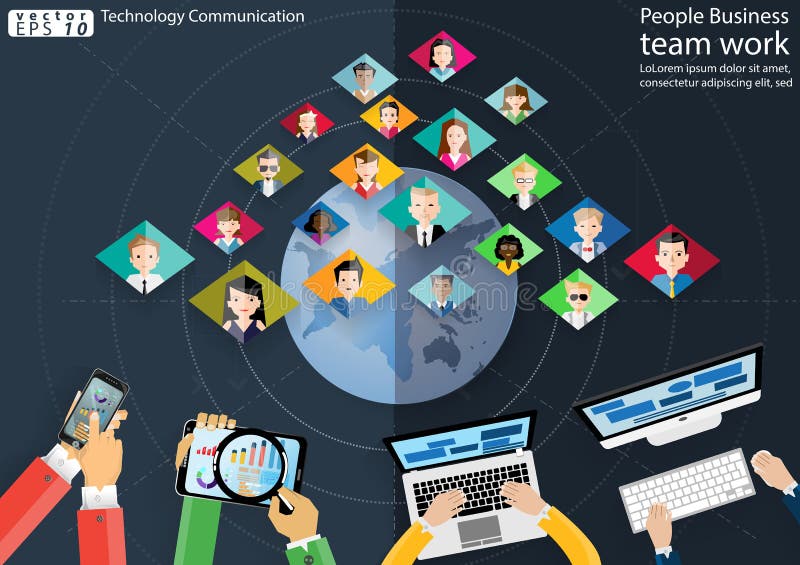 People Business Team Work Technology Communication Across World Modern ...