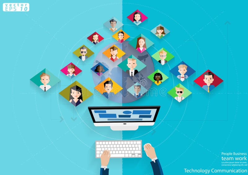 People Business Team Work Technology Communication Across World Modern ...
