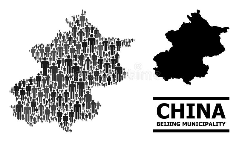 Vector People Collage Map of Beijing Municipality and Solid Map Stock ...
