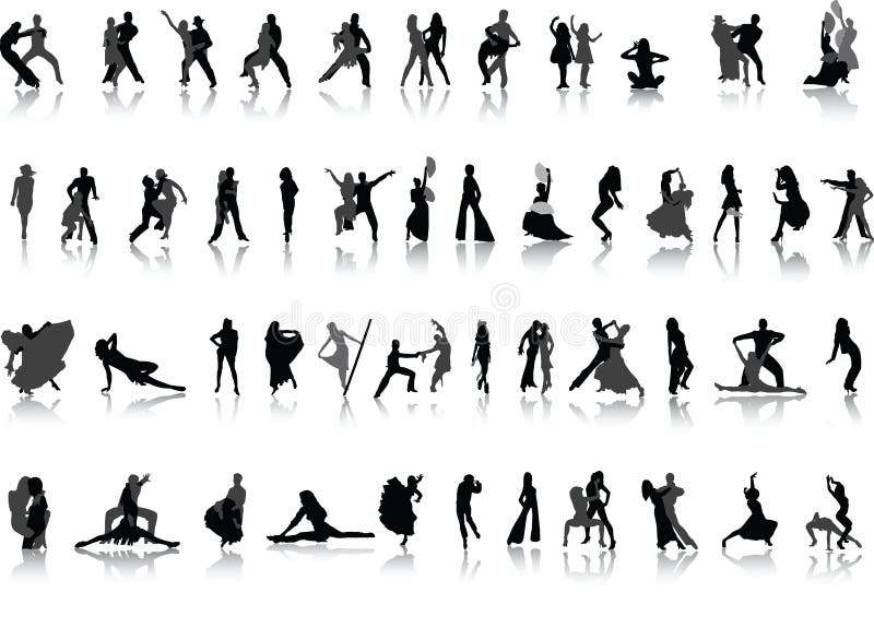 Dancing people silhouettes stock vector. Illustration of funky - 696843