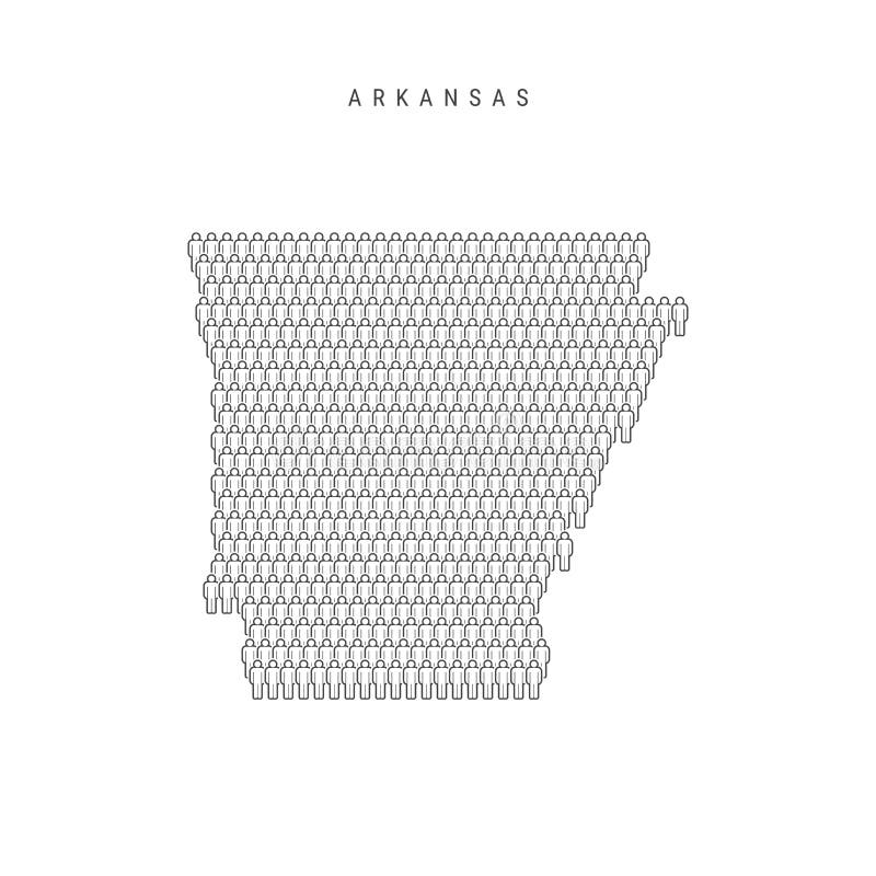 Arkansas People Map. Detailed Vector Silhouette. Mixed Crowd of Men and ...