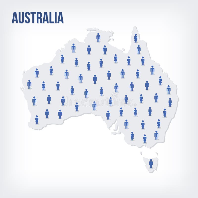 Vector People Map of Australia. the Concept of Population Stock ...