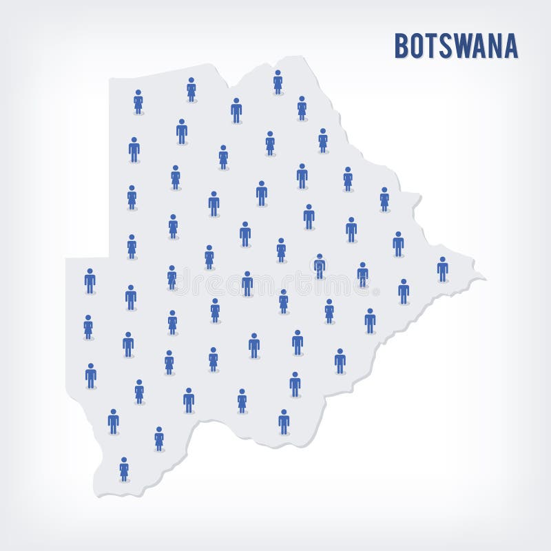 Vector People Map of Botswana . the Concept of Population. Stock ...