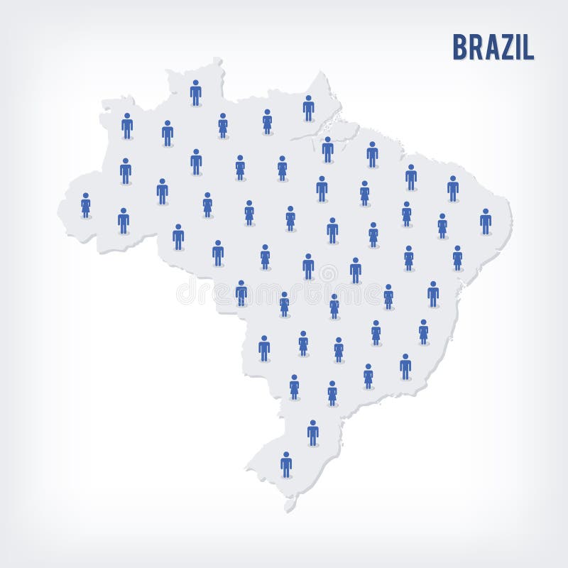 Vector People Map of Brazil . the Concept of Population. Stock ...
