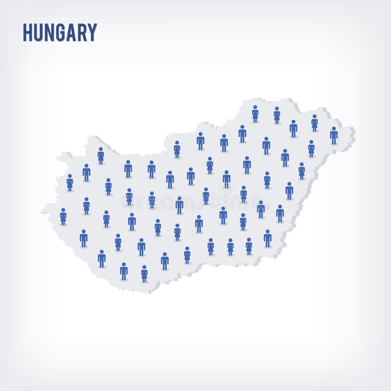Hungary Population Infographic. Map Made from Stick Figure People Stock ...