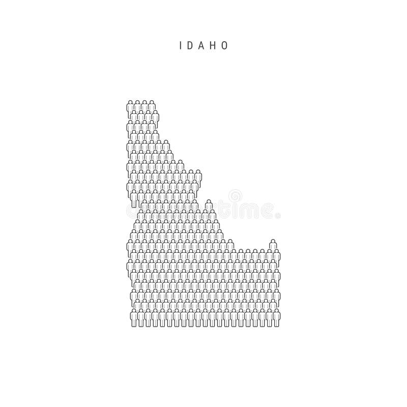 Vector People Map of Idaho, US State. Stylized Silhouette, People Crowd ...