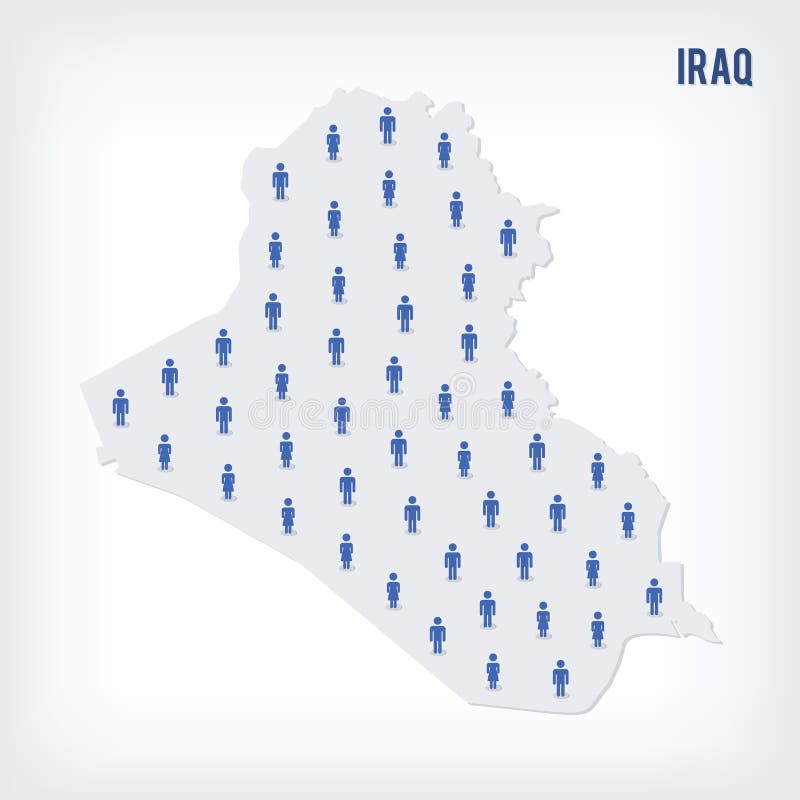 Vector People Map of Iraq . the Concept of Population. Stock ...