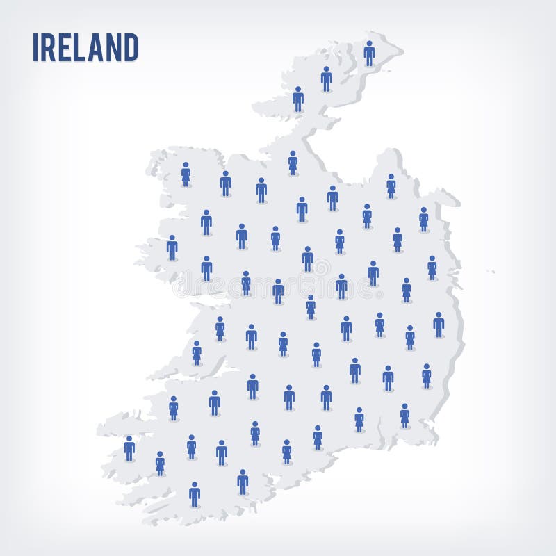 Vector People Map of Ireland . the Concept of Population Stock ...