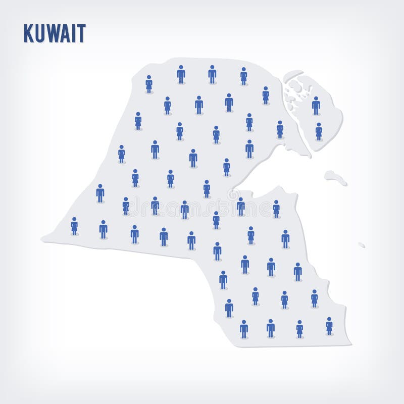 Vector People Map of Kuwait . the Concept of Population. Stock ...