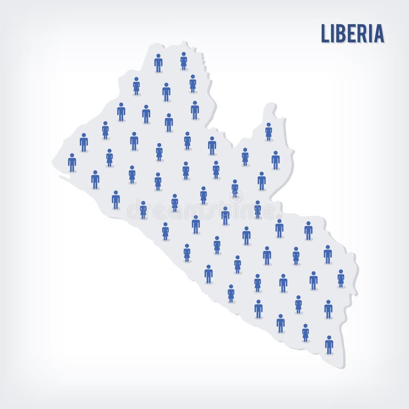 Vector People Map of Liberia. the Concept of Population Stock ...