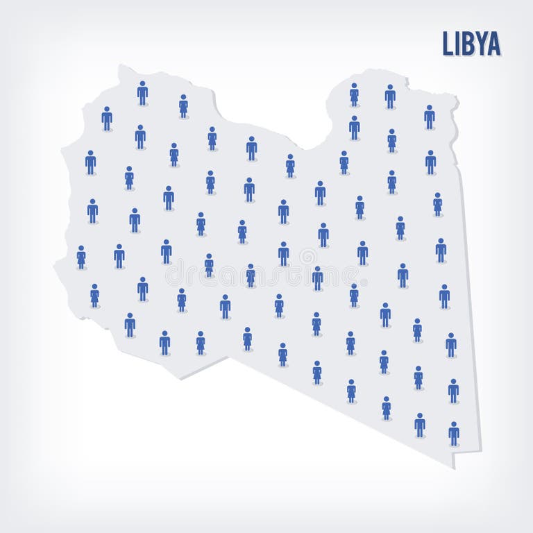 Vector People Map of Libya. the Concept of Population Stock ...