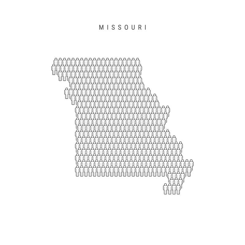 Missouri People Map. Detailed Vector Silhouette. Mixed Crowd of Men and ...