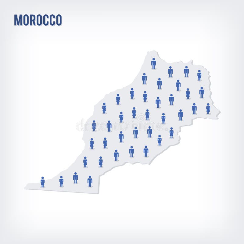 Vector People Map of Morocco. the Concept of Population Stock ...