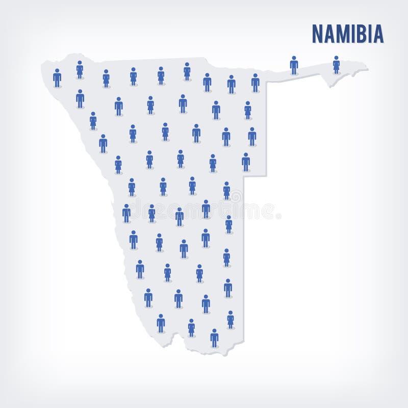 Vector People Map of Namibia. the Concept of Population Stock ...