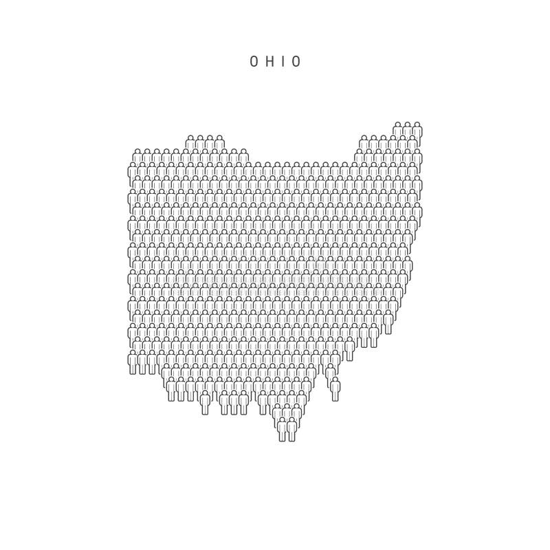 Vector People Map of Ohio, US State. Stylized Silhouette, People Crowd ...