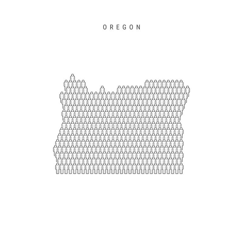 Vector People Map of Oregon, US State. Stylized Silhouette, People ...