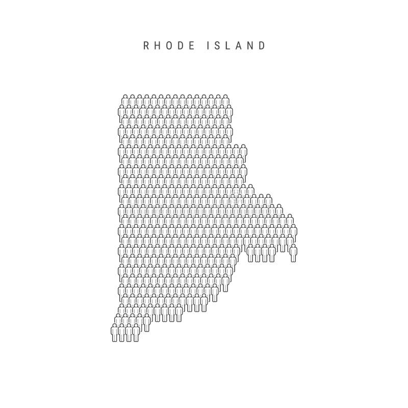 Vector People Map of Rhode Island, US State. Stylized Silhouette ...