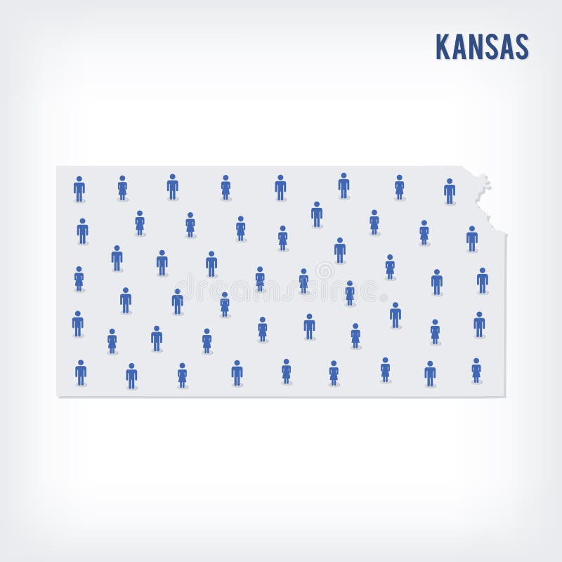 Vector People Map of of State of Kansas. the Concept of Population ...