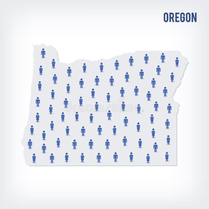 Vector People Map of of State of Oregon. the Concept of Population ...