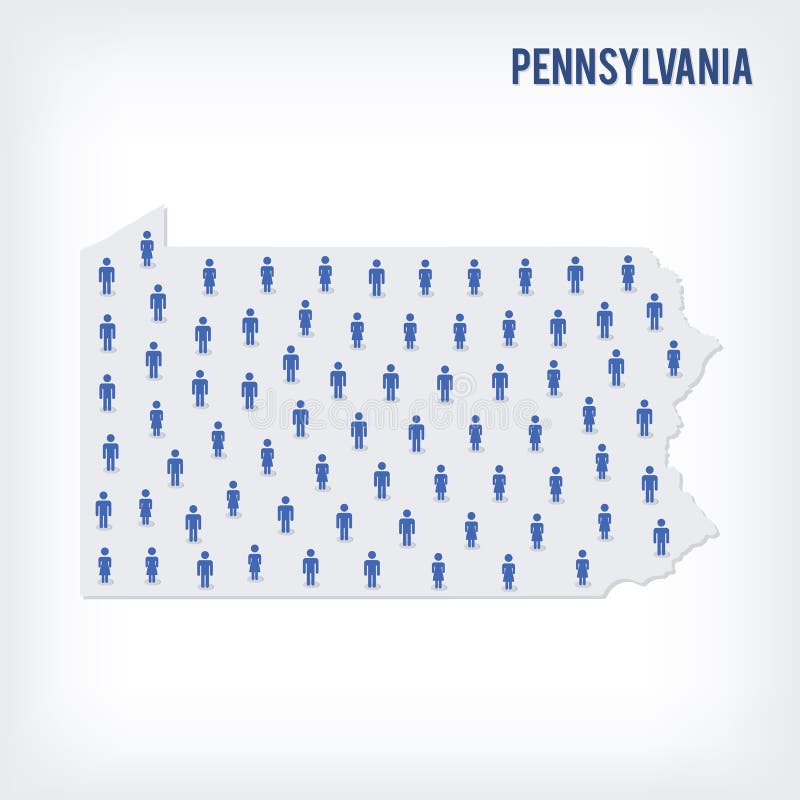 Vector People Map of of State of Pennsylvania. the Concept of ...