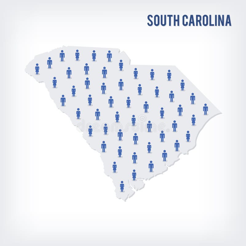 Vector People Map of of State of South Carolina. the Concept of ...