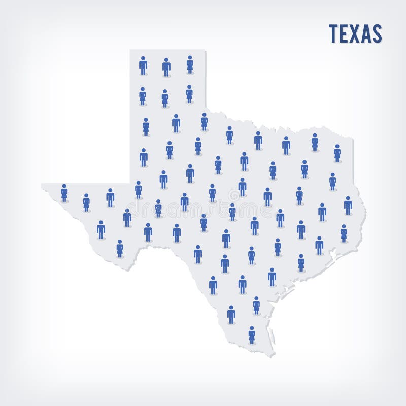 Vector People Map of of State of Texas. the Concept of Population Stock ...