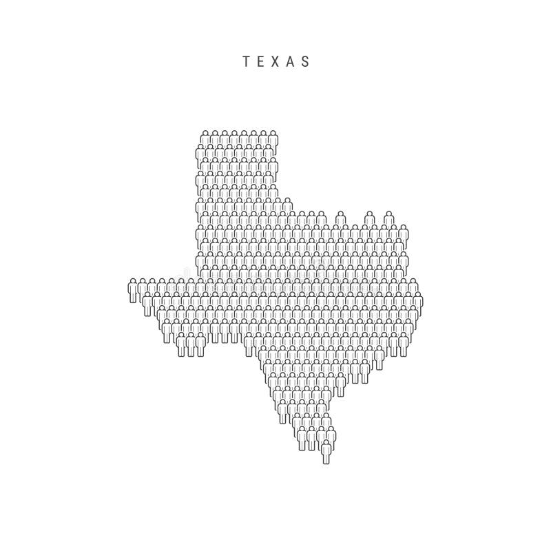 Vector People Map of Texas, US State. Stylized Silhouette, People Crowd ...