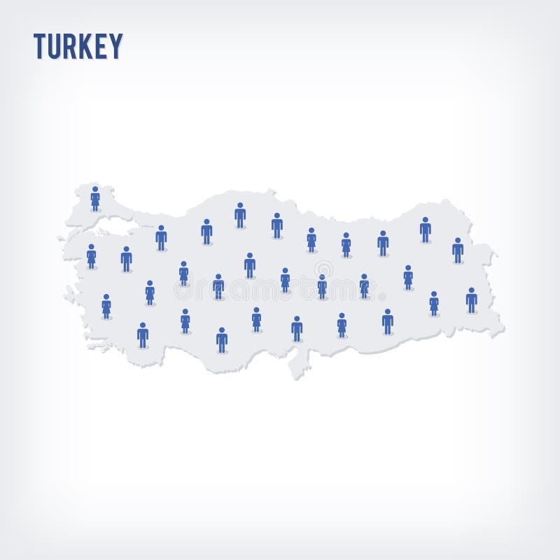 Turkey Population Infographic. Map Made from Stick Figure People Stock ...