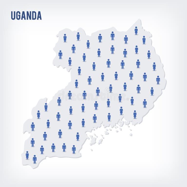 Vector People Map of Uganda. the Concept of Population Stock ...