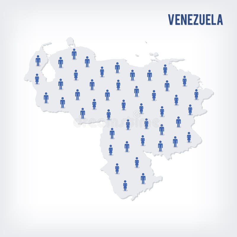 Vector People Map of Venezuela . the Concept of Population. Stock ...