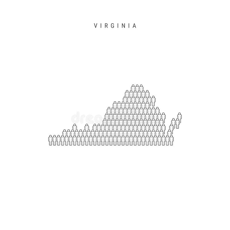 Vector People Map of Virginia, US State. Stylized Silhouette, People ...